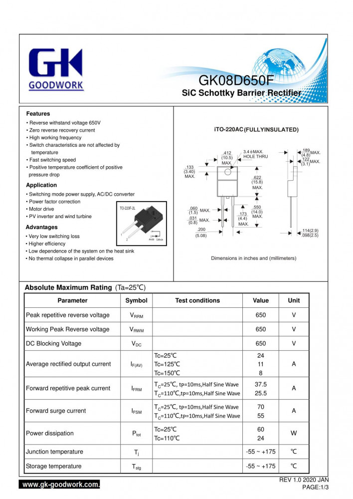 GK08D650F datasheet page 1
