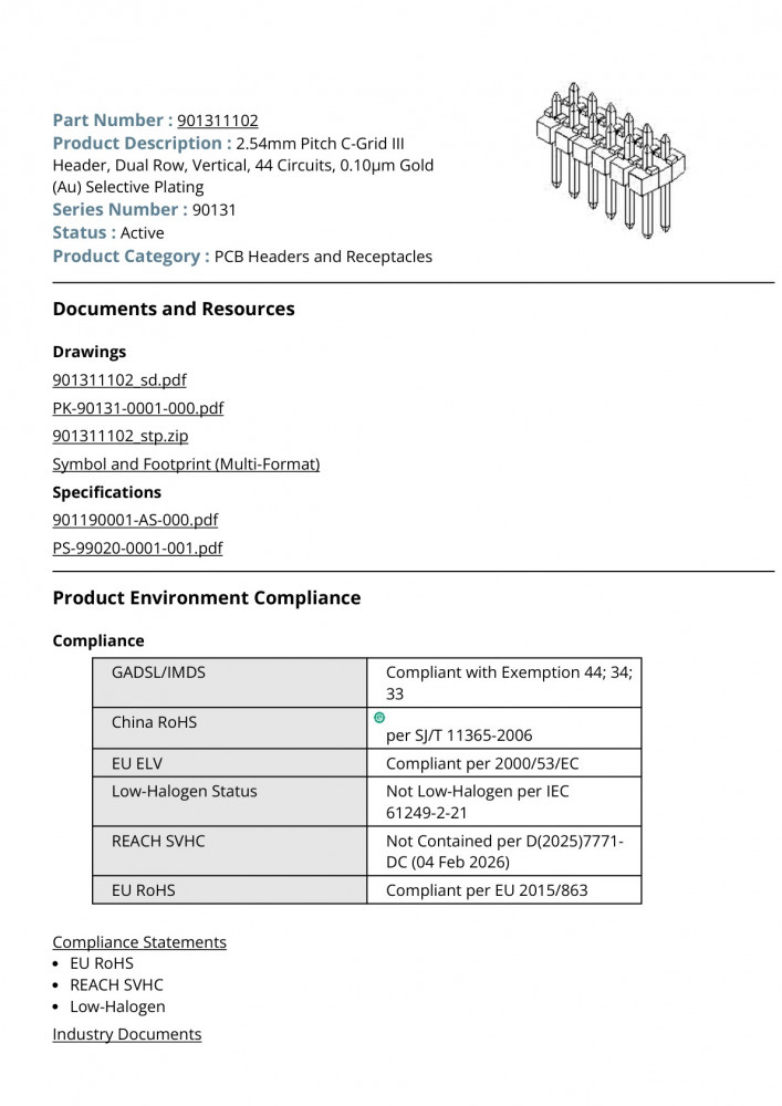 MOLEX 901311102 technical document image 1