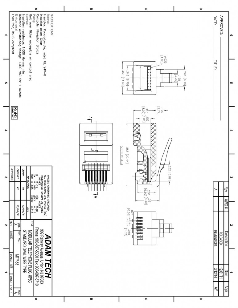 ADAM TECH MTP-88 technical drawing preview