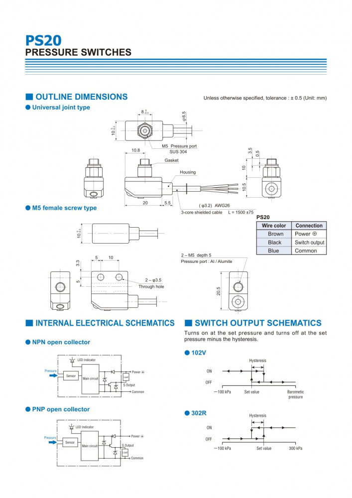 Nidec PS20 pressure transducer technical document page 3