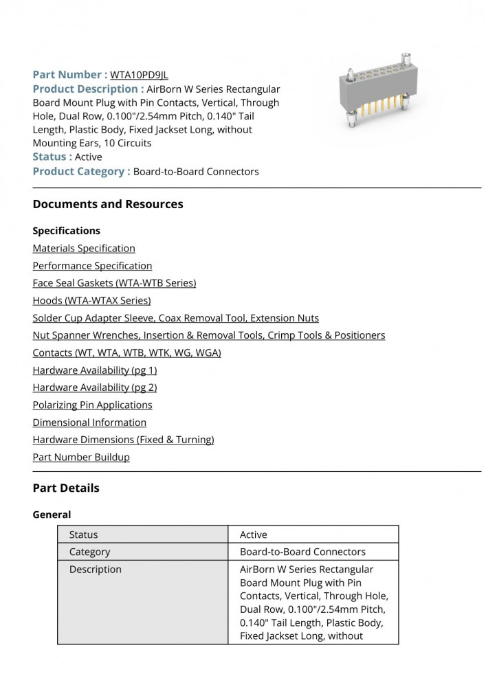WTA10PD9JL technical document page 1
