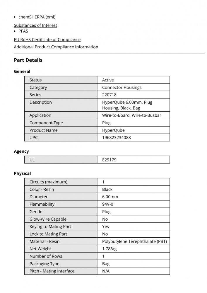 MOLEX 2207181001 product document preview, page 2