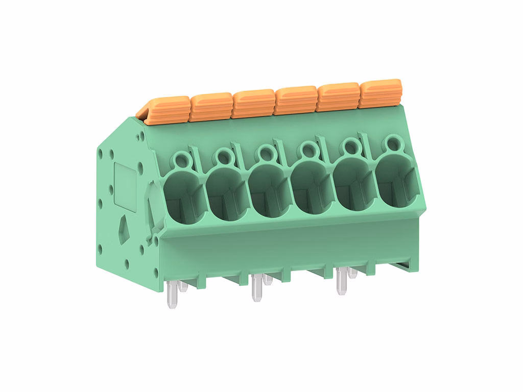 7.50mm Pitch Lever Activated Fixed Mount PCB Terminal Block, 35° Wire Entry, Left Front Terminal, 6 Circuits for sale