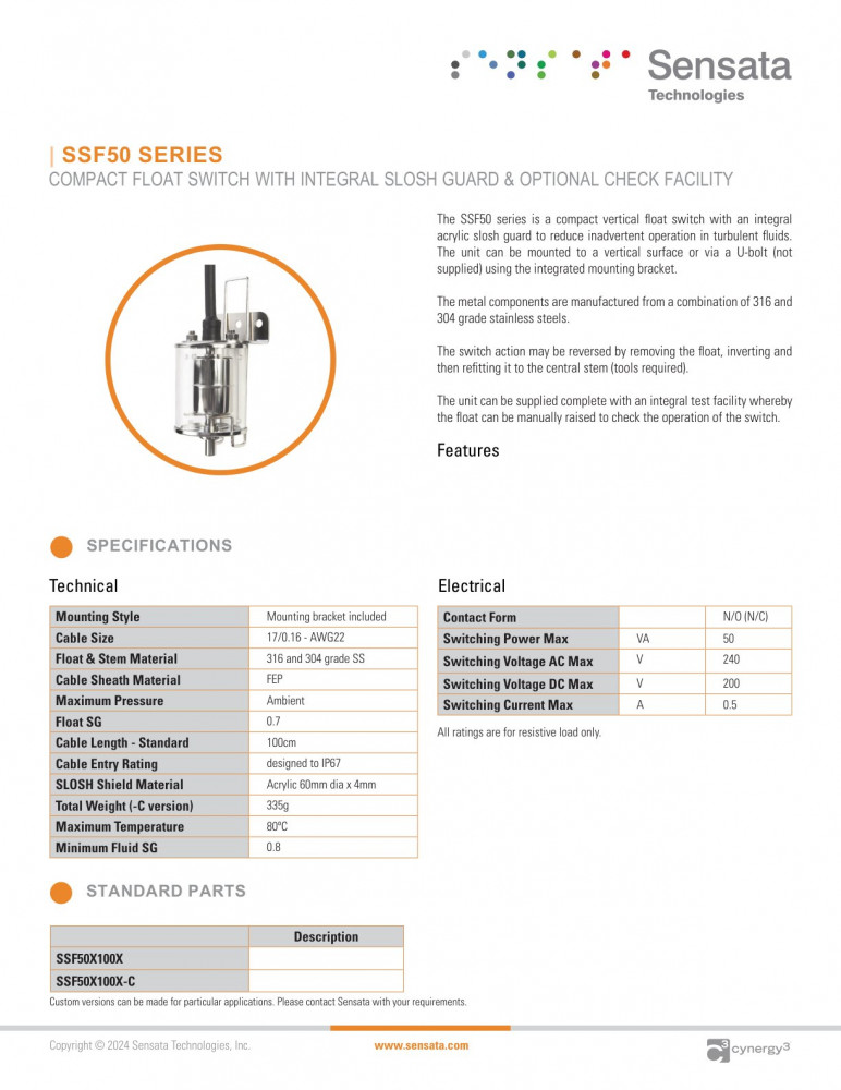 SSF50 series datasheet page 1