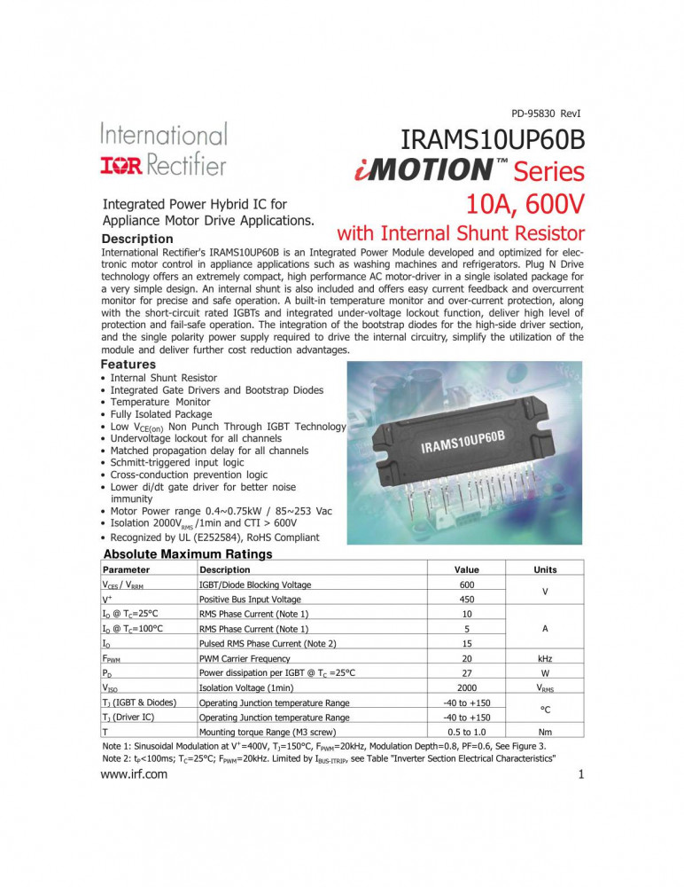 IRAMS10UP60B-2 datasheet page 1