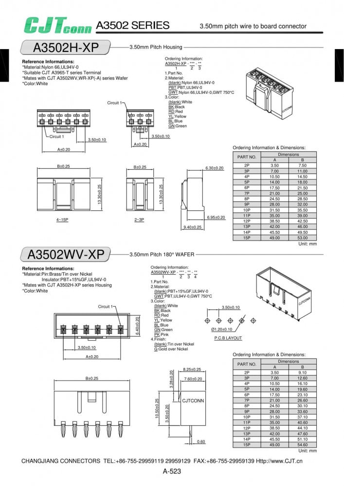 CJT A3502H-12P technical document page 2