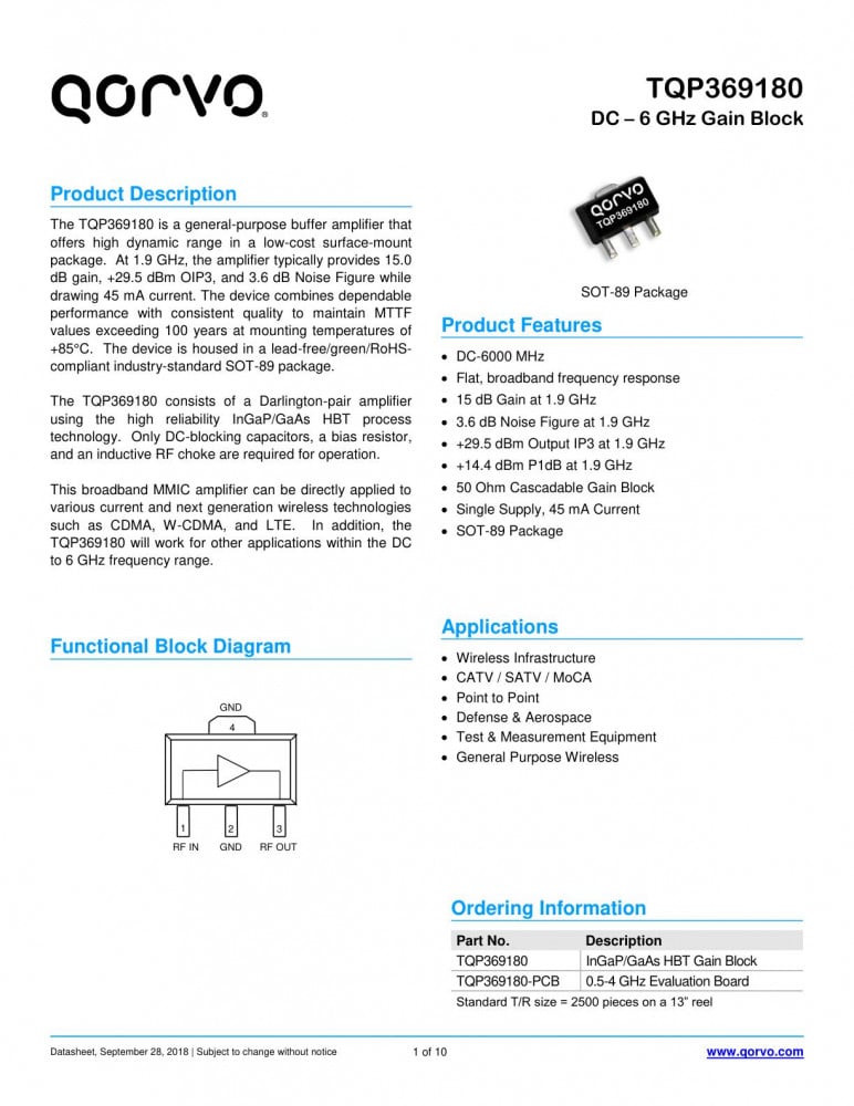 TQP369180 datasheet page 1
