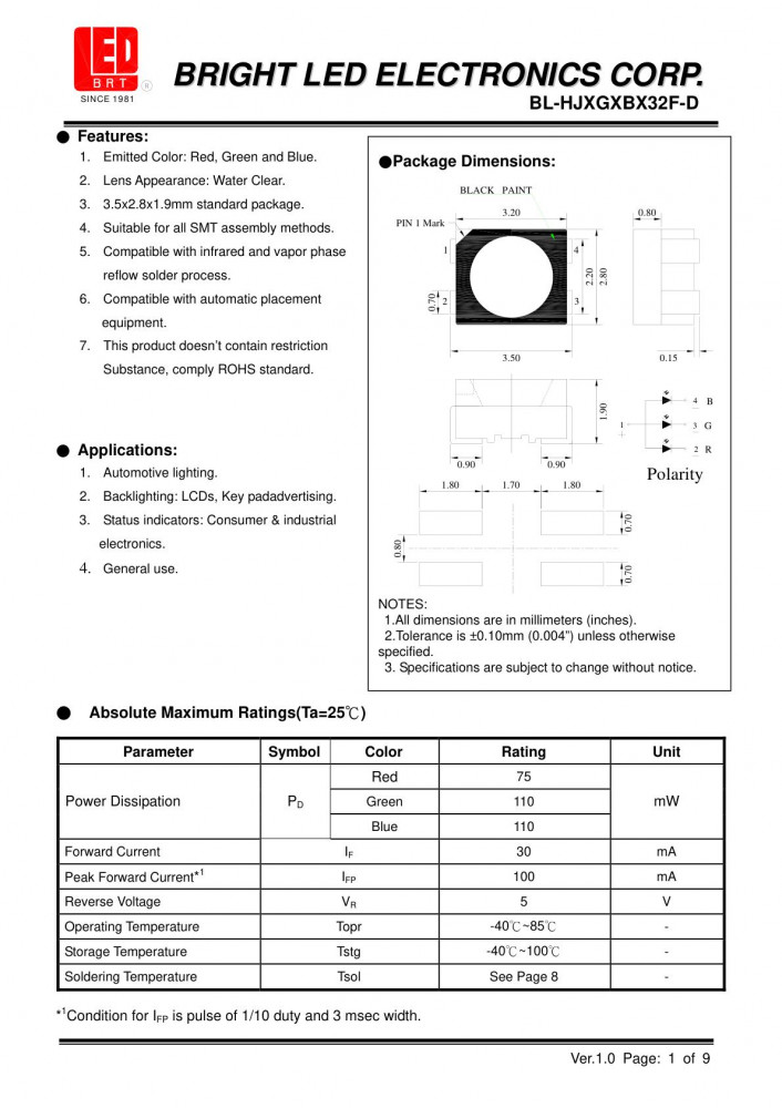 BL-HJXGXBX32F-D technical document page 1