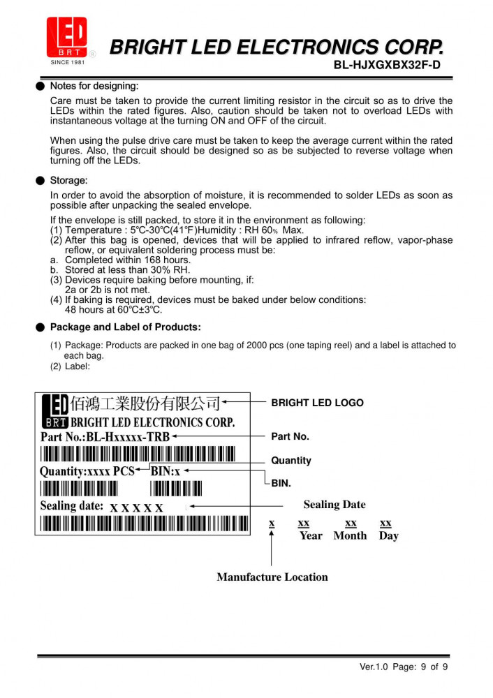 BL-HJXGXBX32F-D technical document page 9