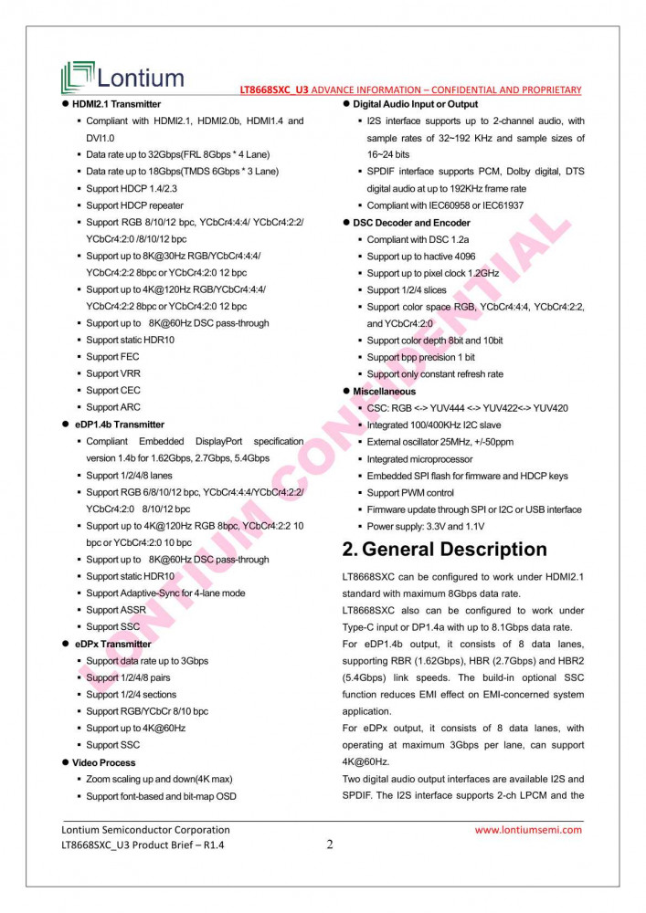 LT8668SXC product brief page 2