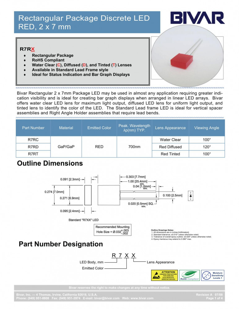 BIVAR R7RD datasheet page 1