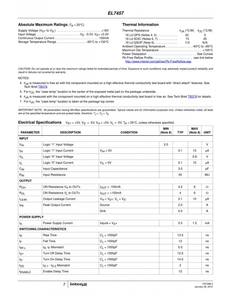 EL7457 datasheet page 3