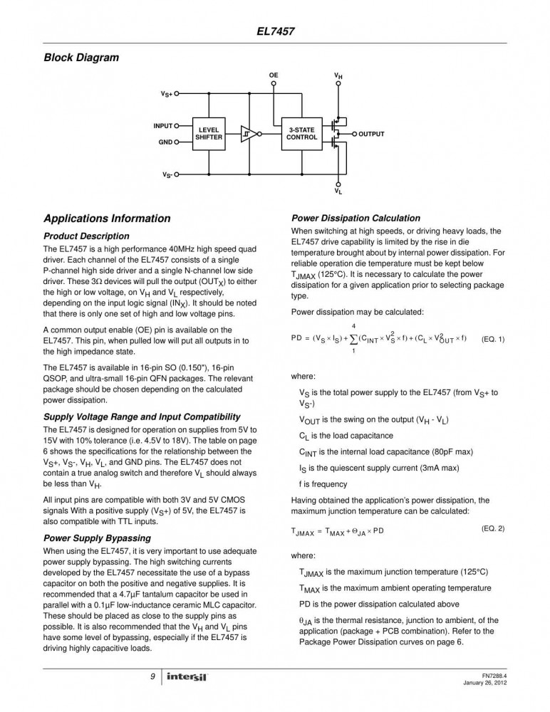 EL7457 datasheet page 9