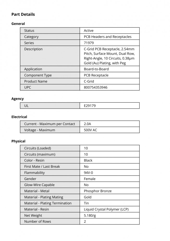 Technical document page 2 for MOLEX 719790205