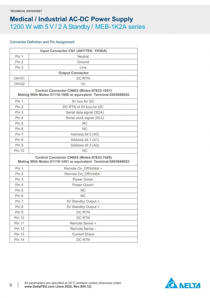 DELTA MEB-1K2A technical document page 9