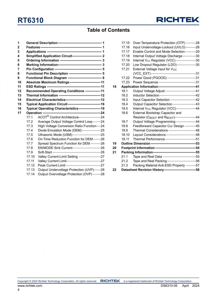 RT6310 datasheet page 4