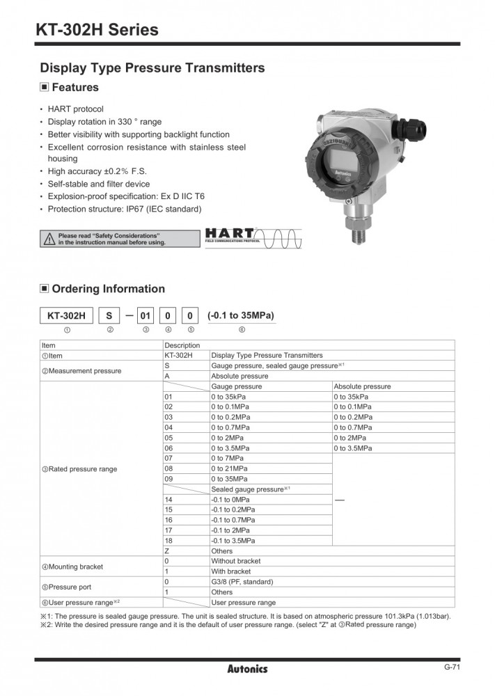 Autonics KT-302HS-0810 technical document page 1