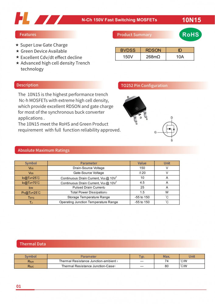 HL 10N15 datasheet page 1