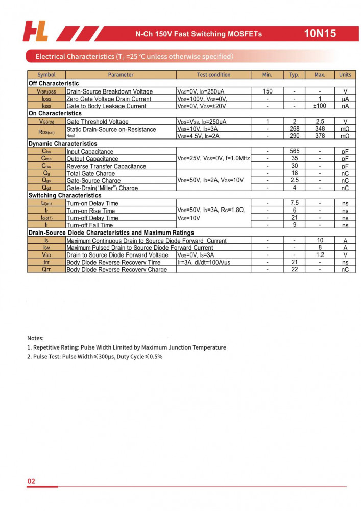 HL 10N15 datasheet page 2