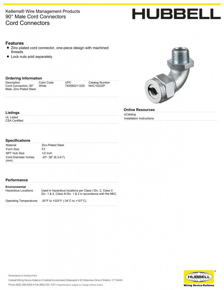 NHC1022ZP product document image