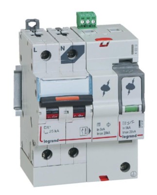 SPD with ICC protection 25kA T2 imax 20kA 1P+N right with fault signalling - SPD+MCB T2 imax 20kA 1P+NR +SD - 230V AC for sale