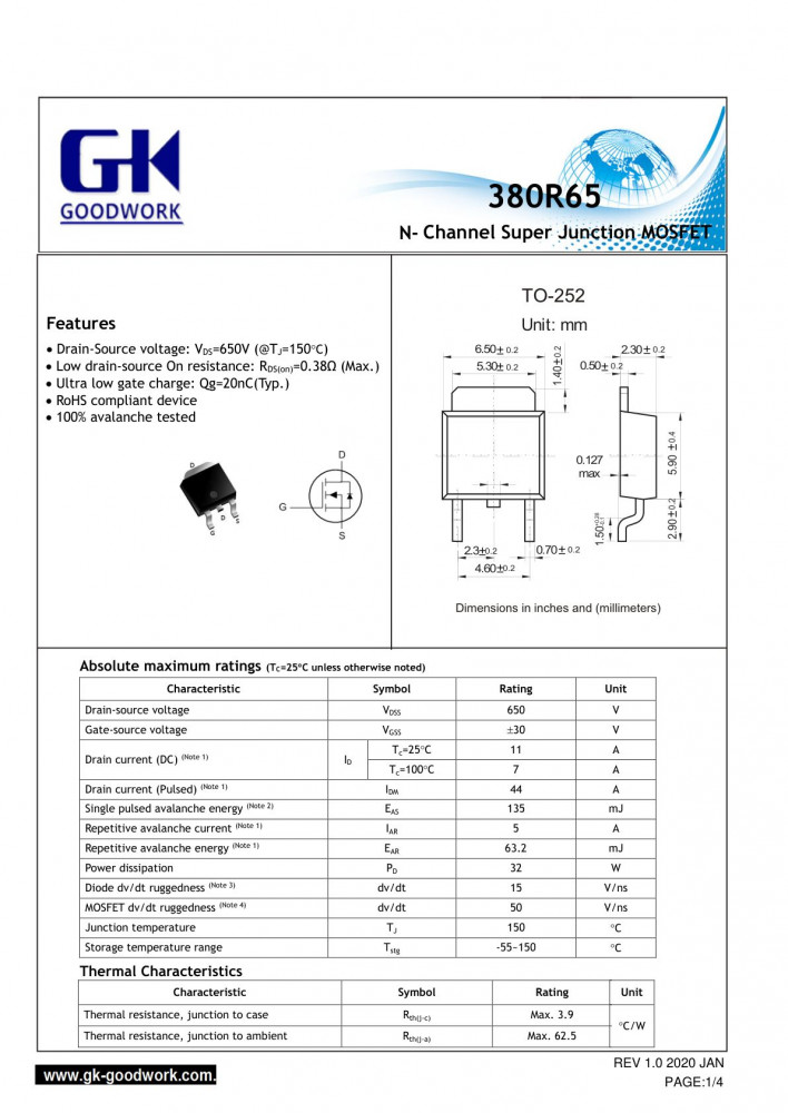 GOODWORK 380R65 datasheet page 1