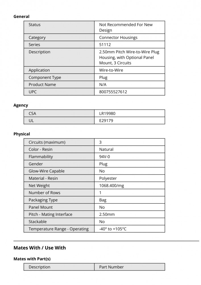 MOLEX 511120310 technical document image 2