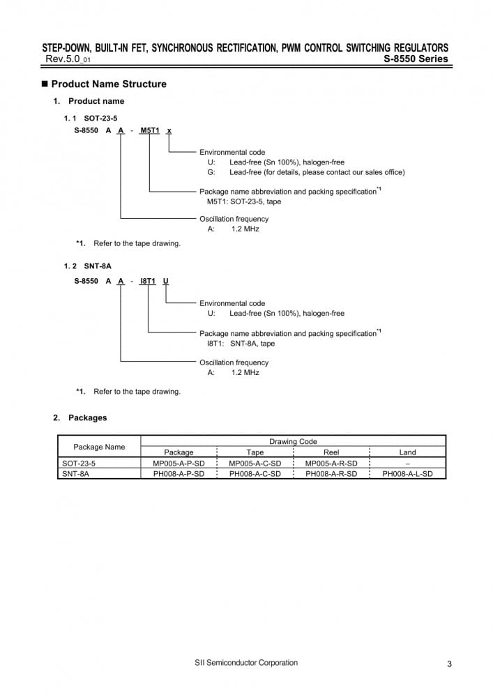 S-8550 Series datasheet page 3
