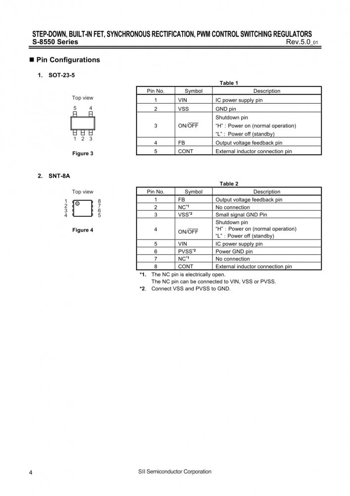 S-8550 Series datasheet page 4