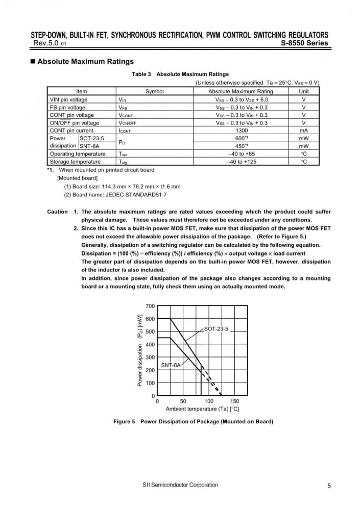 S-8550 Series datasheet page 5