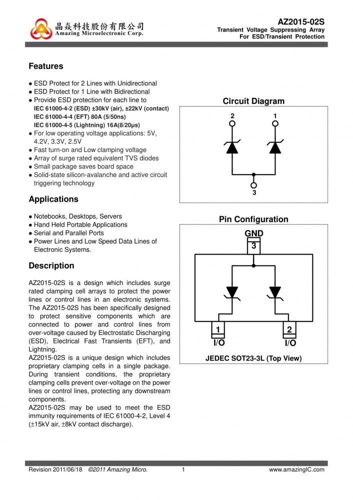 AZ2015-02S datasheet page 1
