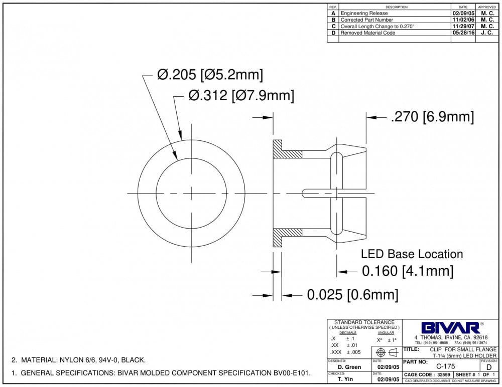 BIVAR C-175 technical document