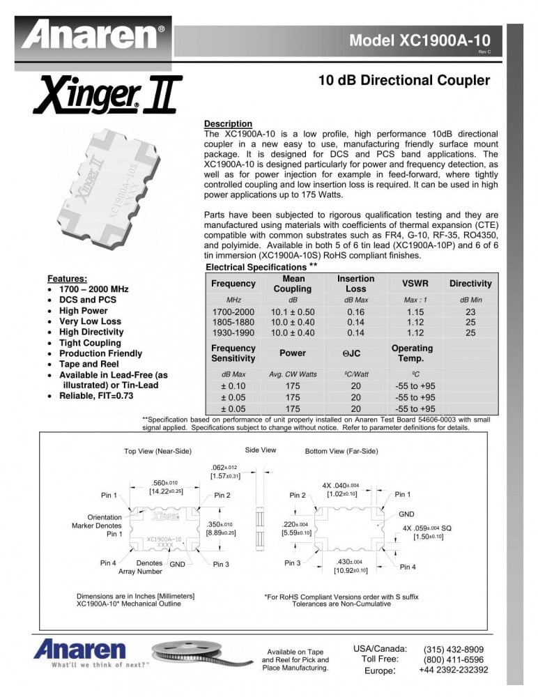 XC1900A-10S datasheet page 1