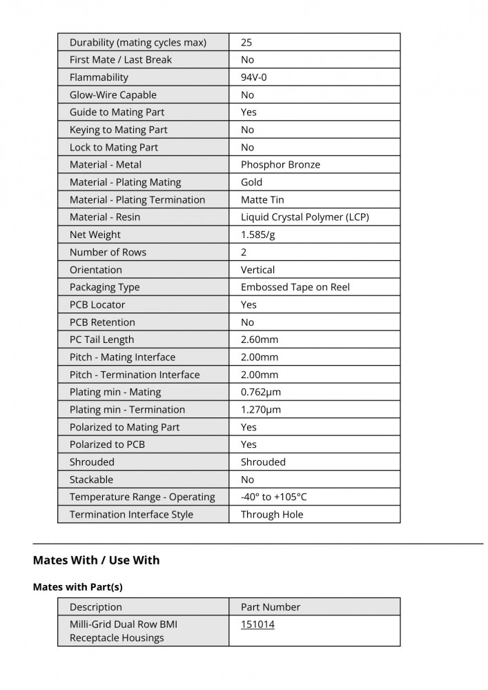 Molex Milli-Grid vertical header technical document page 3