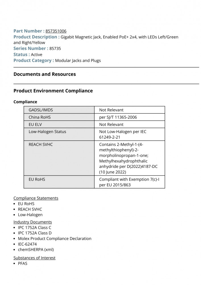 Technical document image 1 for MOLEX 857351006