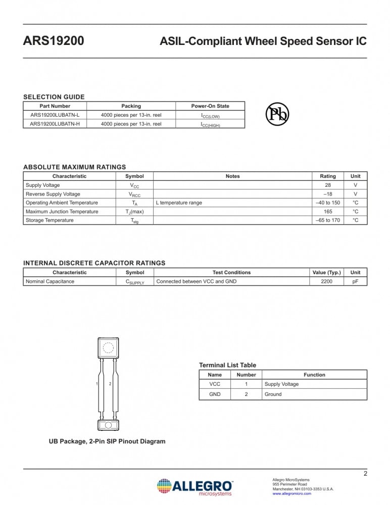ARS19200 datasheet page 2