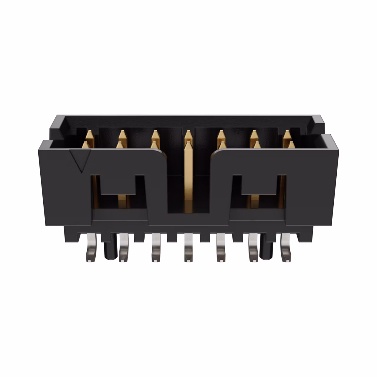 2.00mm Pitch, Milli-Grid PCB Header, Dual Row, Vertical, Surface Mount, Shrouded, 14 Circuits, 0.38µm Gold (Au) Plating, Dual Side Slots, Dual Friction Locks, Center Polarization, with Pegs, Tape and Reel for sale