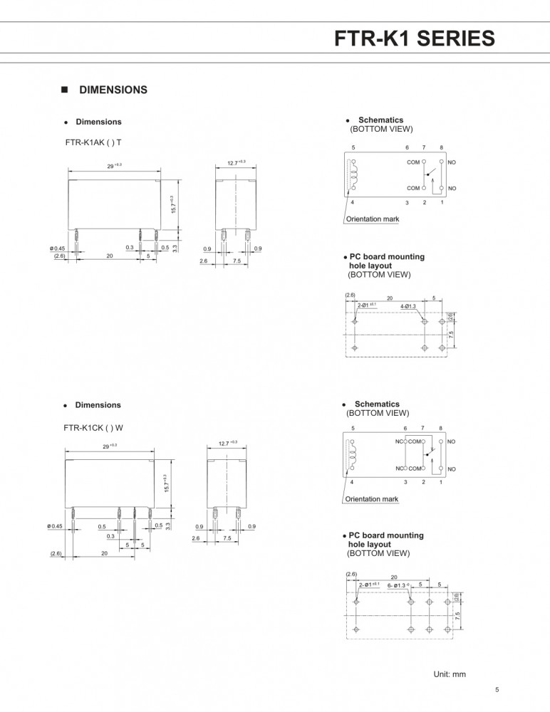 FTR-K1 series datasheet page 5