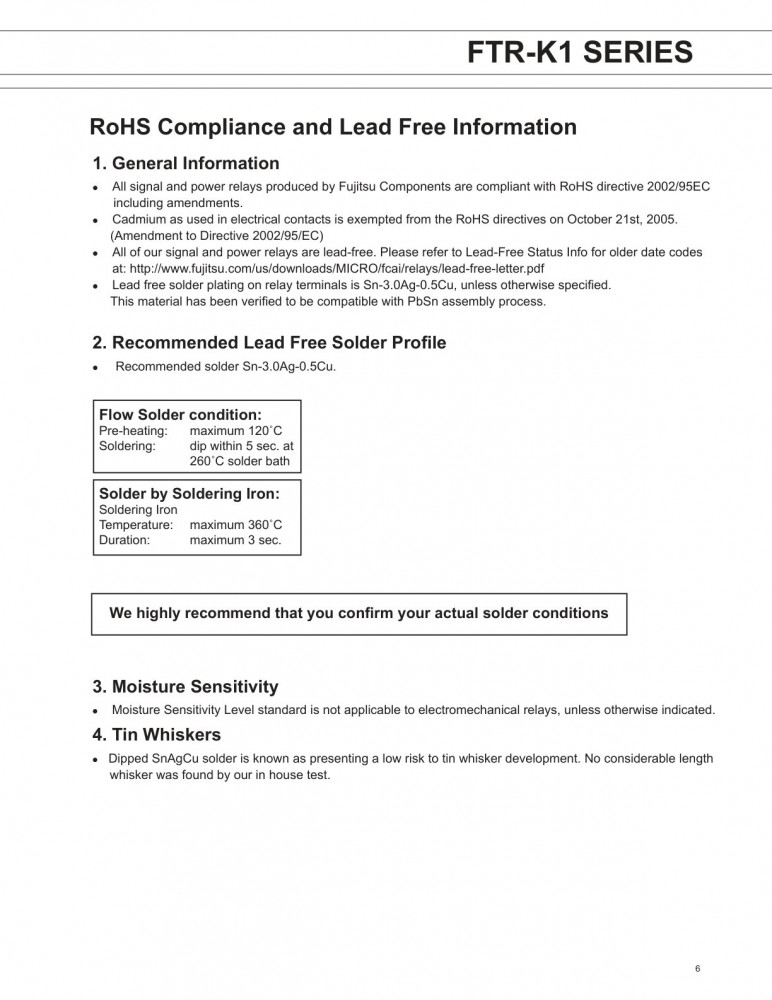 FTR-K1 series datasheet page 6