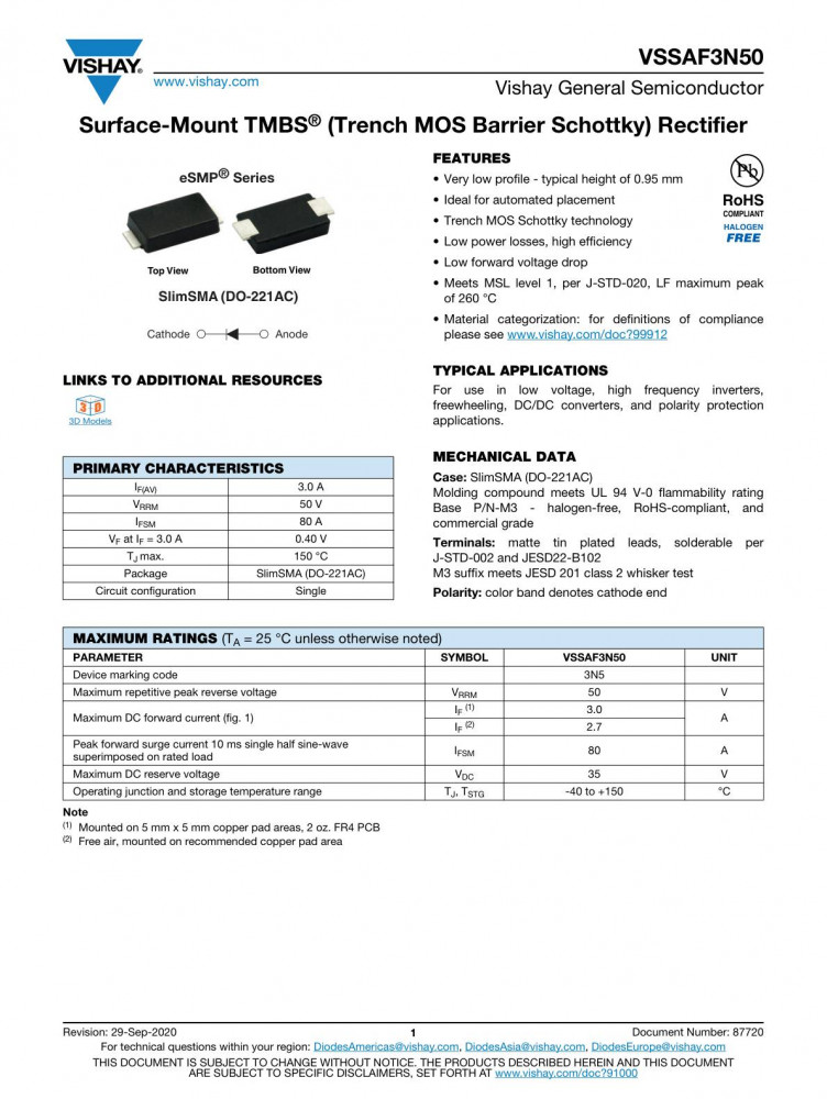 VSSAF3N50-M3/6 datasheet page 1