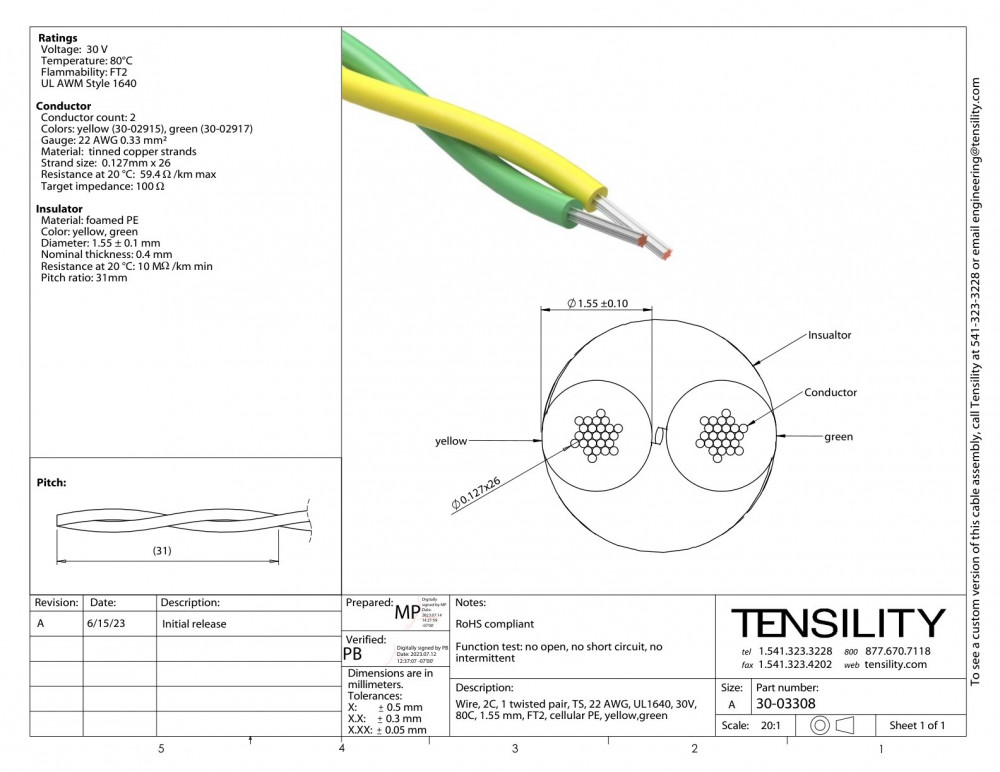 Tensility International 30-03308 product drawing