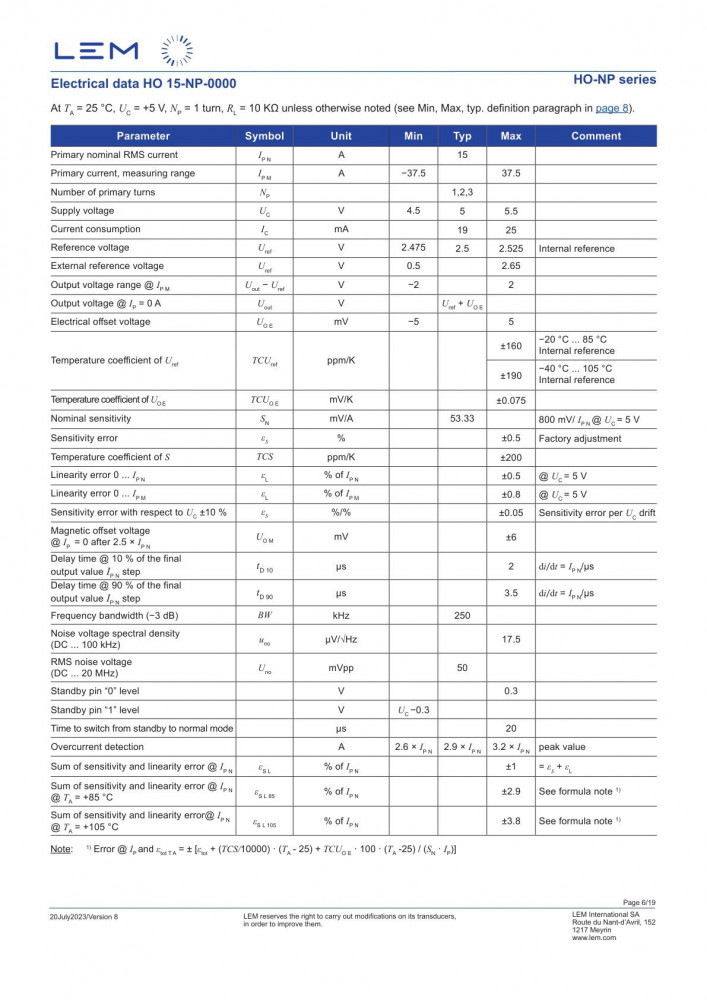 HO 15-NP-0000 datasheet page 6