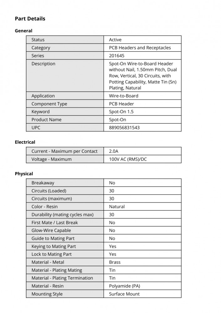 MOLEX 2016450300 document preview, page 2