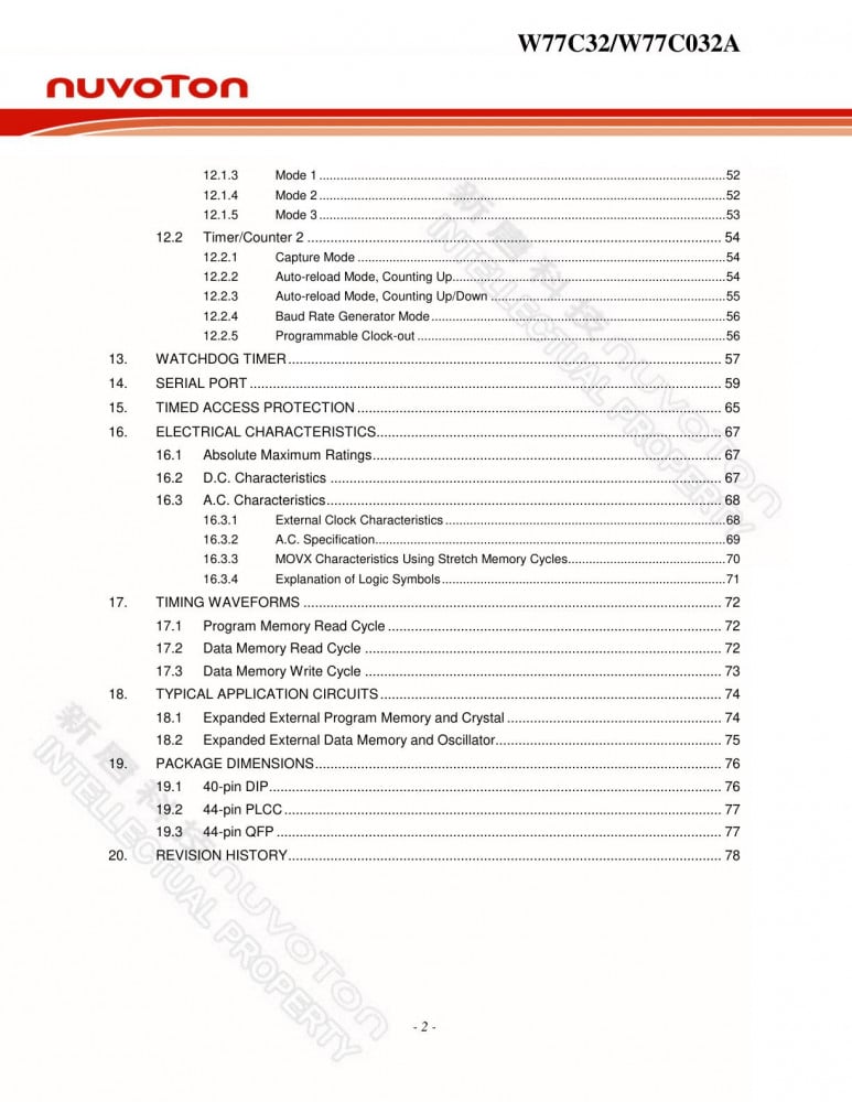W77C032 datasheet page 2