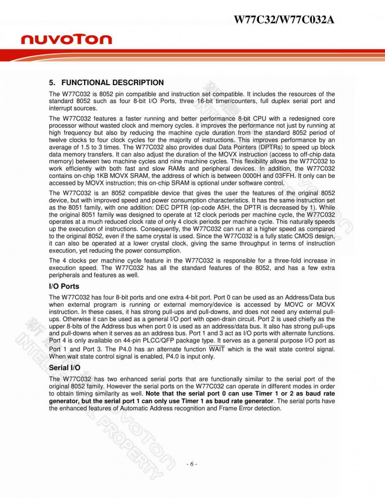 W77C032 datasheet page 6