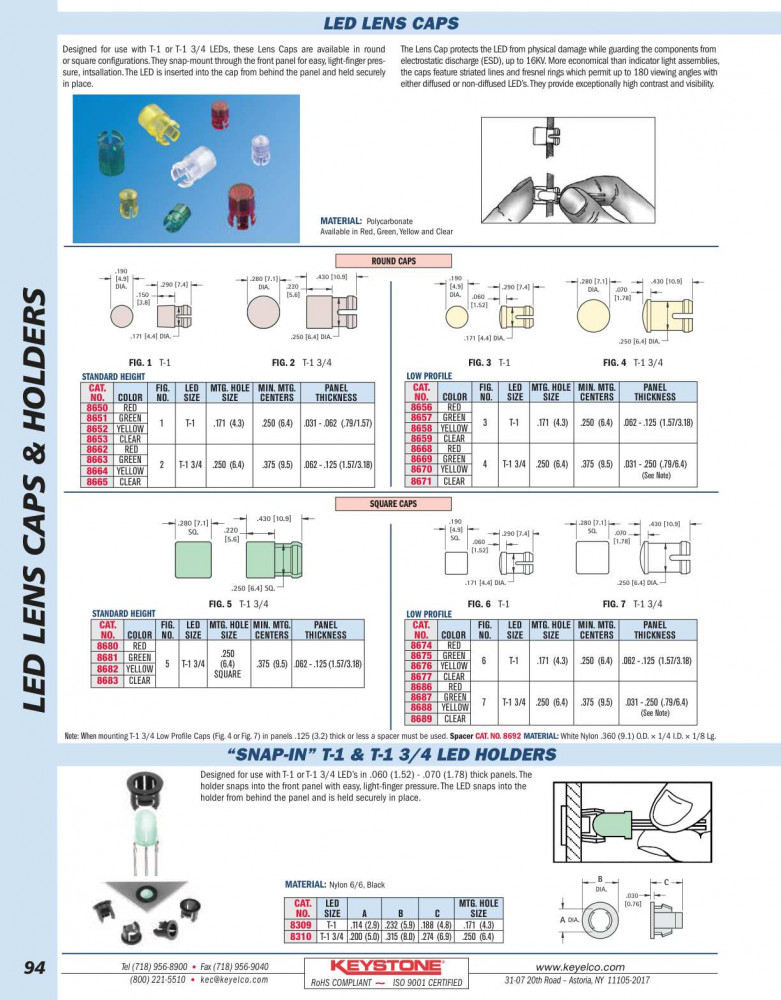 LEA NETWORKS LED lens cap technical documentation page