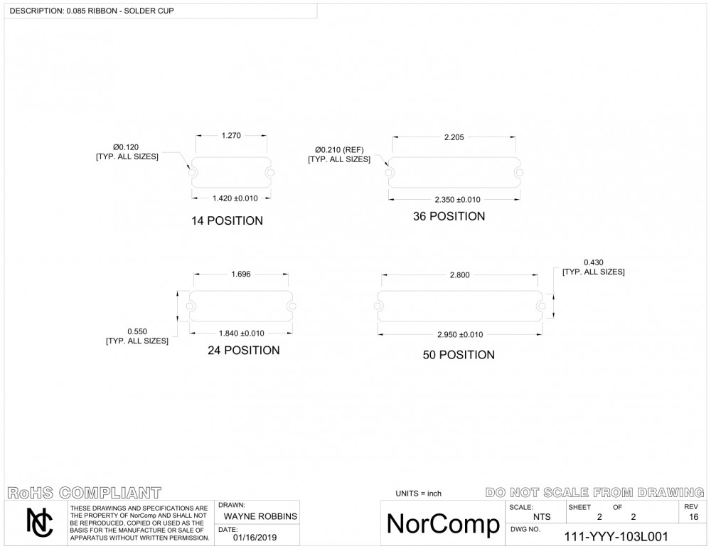 Connector technical drawing, sheet 2