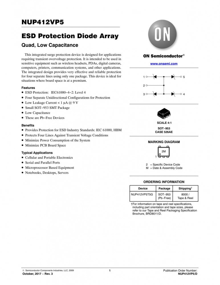 NUP412VP5T5G datasheet page 1