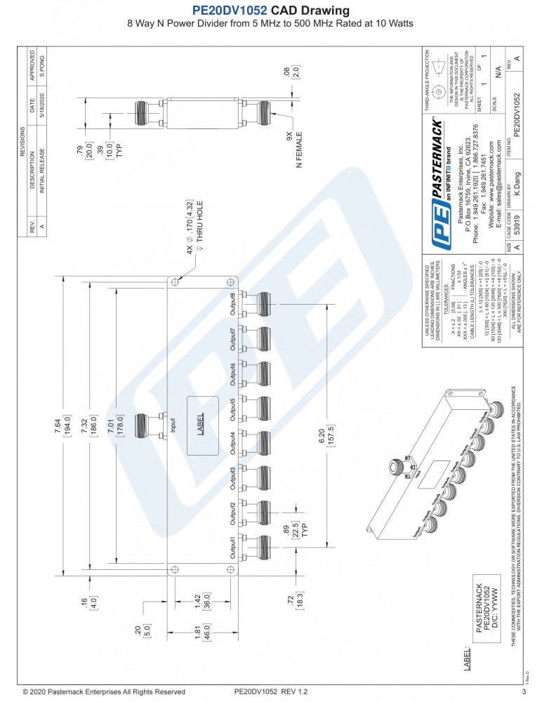 PE20DV1052 technical document page 3