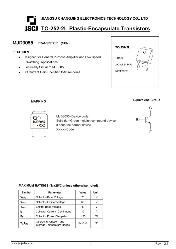 MJD3055 datasheet page 1